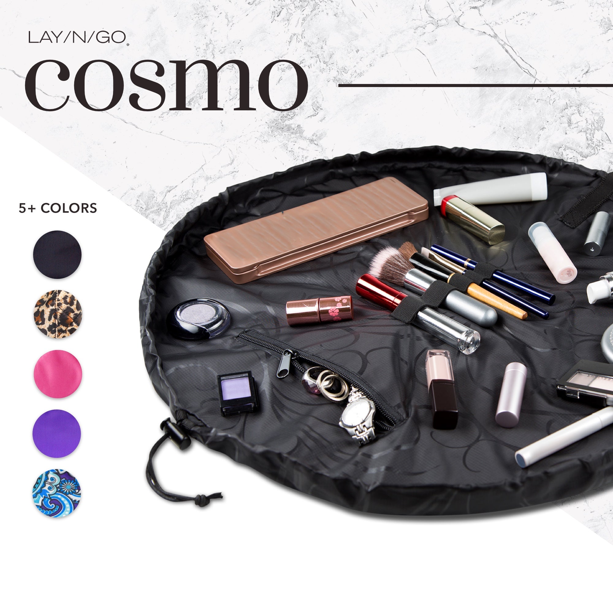 Drawstring Travel Makeup Cosmetic bag - Easy to Open/Close | Lay-n-Go ...