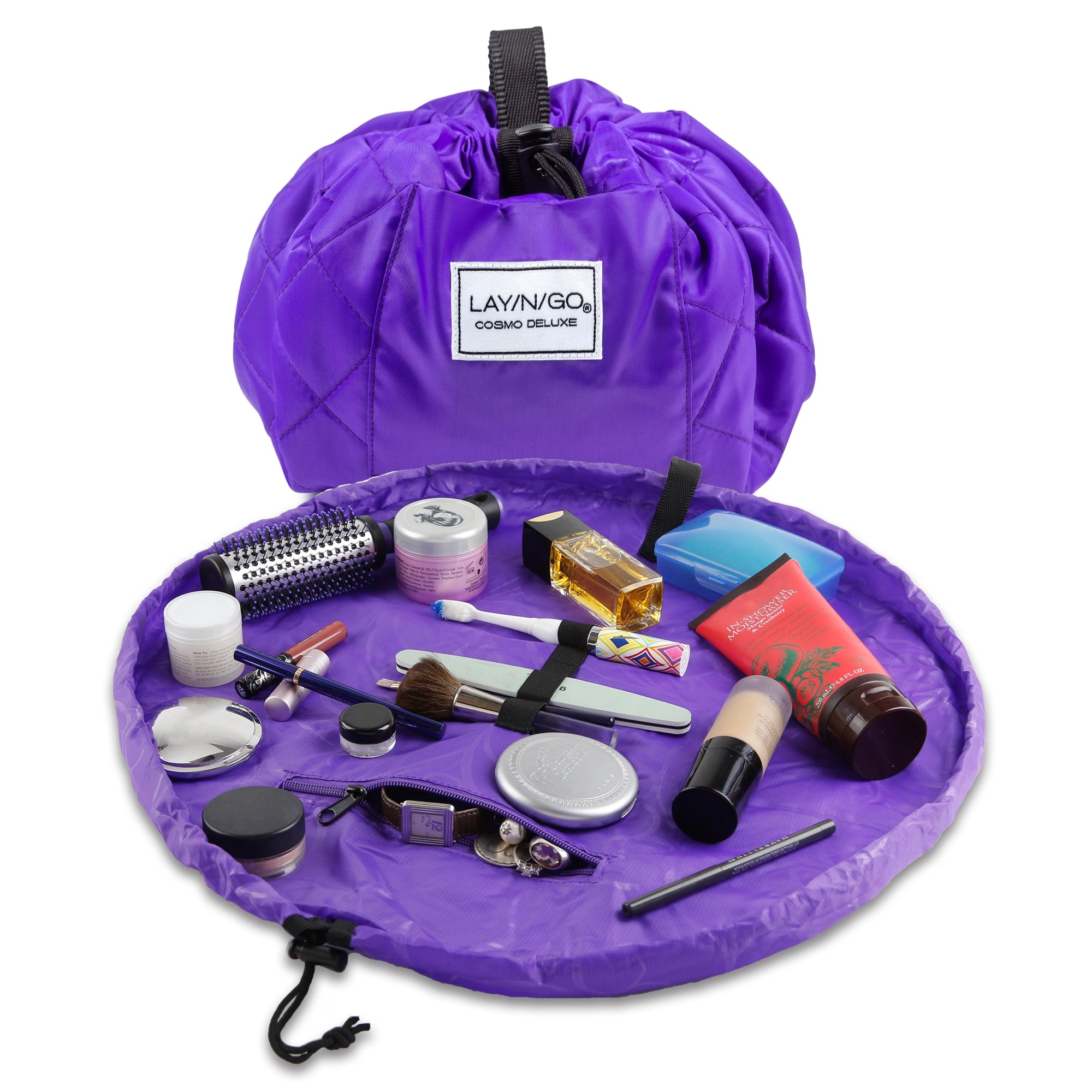 Drawstring Travel Makeup Cosmetic bag - Easy to Open/Close | Lay-n-Go ...