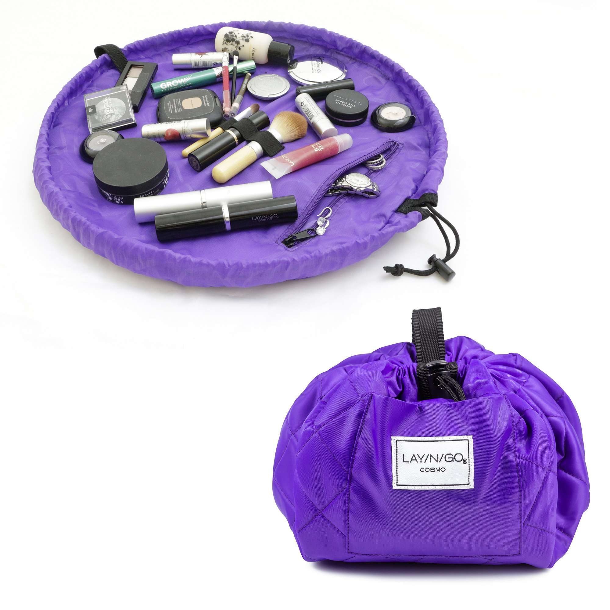 Drawstring Travel Makeup Cosmetic bag - Easy to Open/Close | Lay-n-Go ...